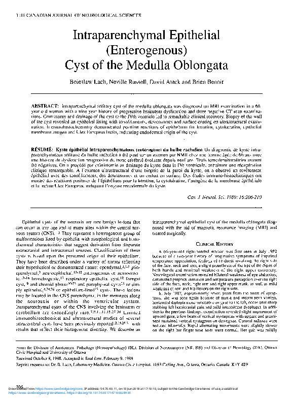 (PDF) Intraparenchymal epithelial (enterogenous) cyst of the medulla ...