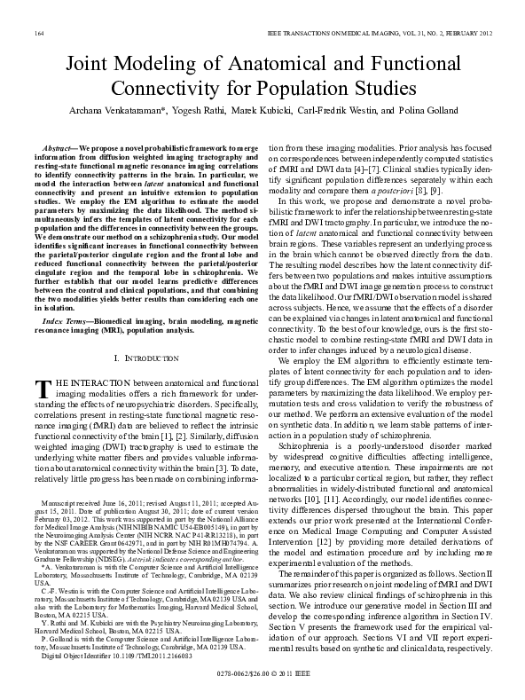Joint Modeling of Anatomical and Functional Connectivity for Population ...