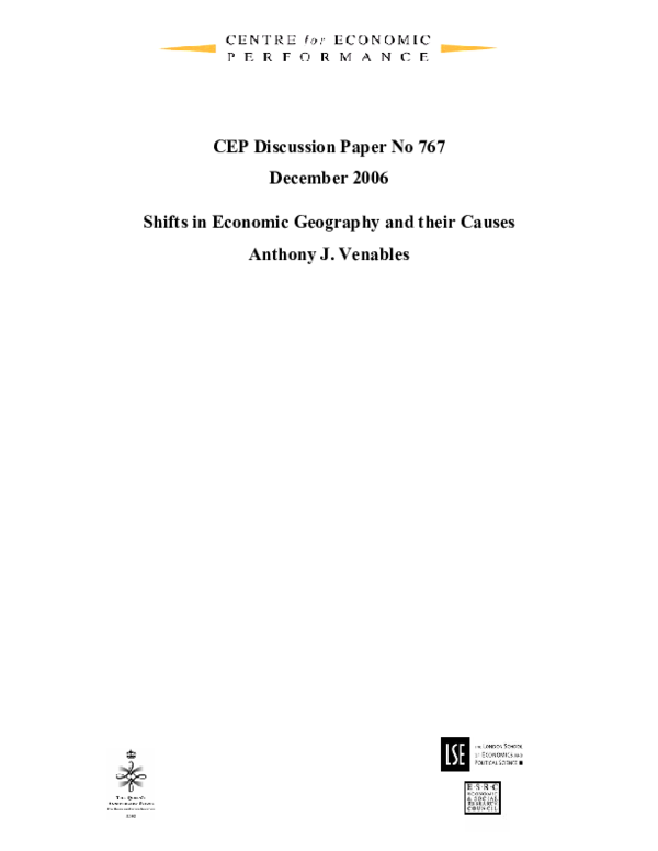(PDF) Shifts in economic geography and their causes