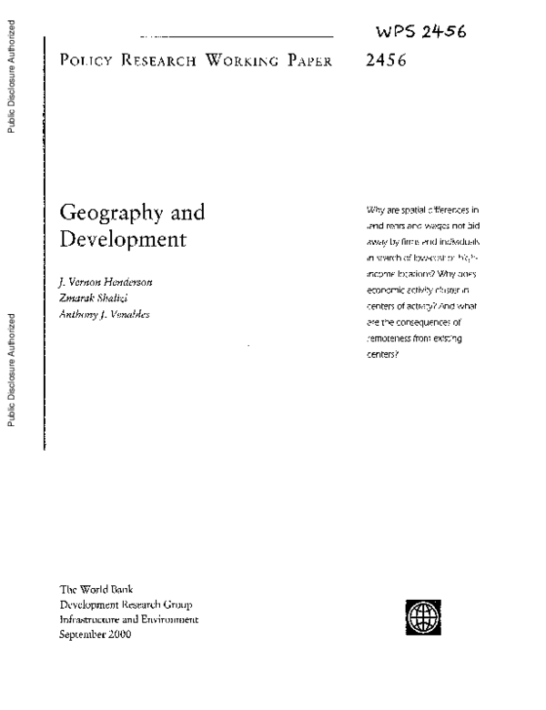 (PDF) Geography and development