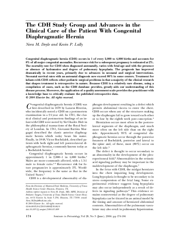 (PDF) The CDH study group and advances in the clinical care of the ...