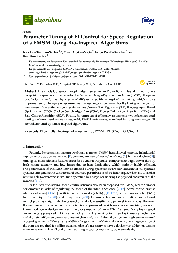 (PDF) Parameter Tuning of PI Control for Speed Regulation of a PMSM ...