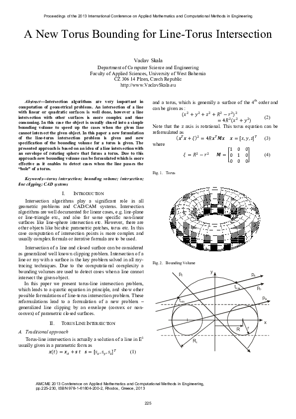 (PDF) A New Torus Bounding for Line-Torus Intersection