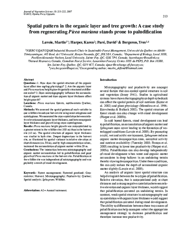 (PDF) Spatial pattern in the organic layer and tree growth: A case ...