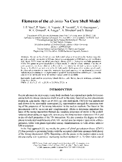 (PDF) Elements of the ab initio No Core Shell Model