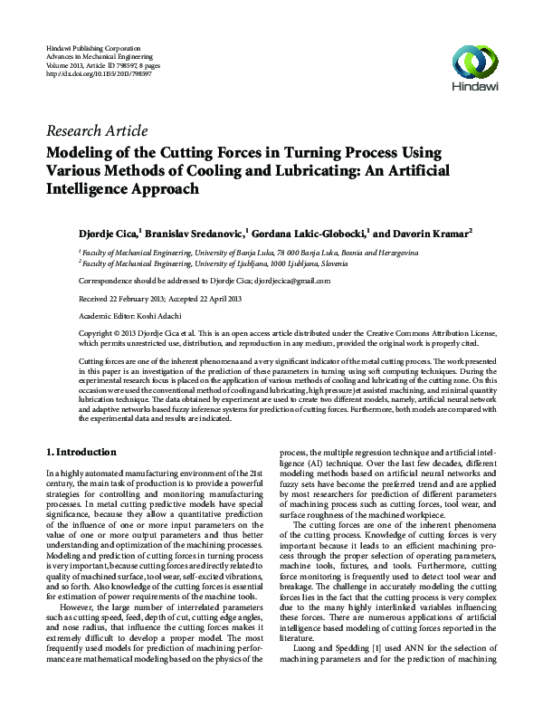 (PDF) Modeling of the Cutting Forces in Turning Process Using Various Methods of Cooling and ...