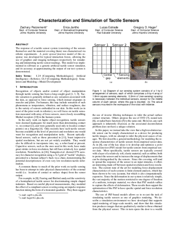 (PDF) Characterization and simulation of tactile sensors