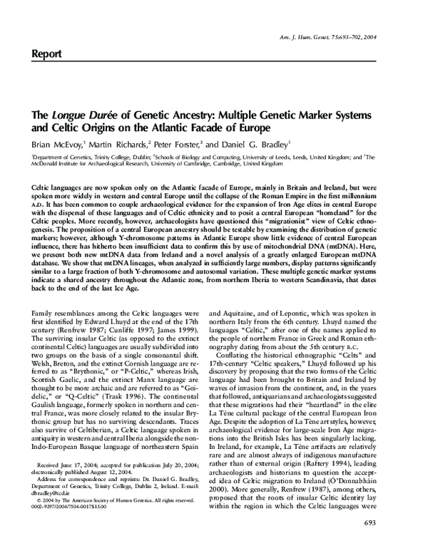 (PDF) The Longue Durée of Genetic Ancestry: Multiple Genetic Marker ...