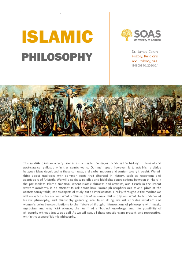 (PDF) Islamic Philosophy Syllabus 2020-21