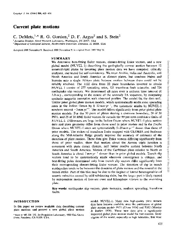 (PDF) Current plate motions