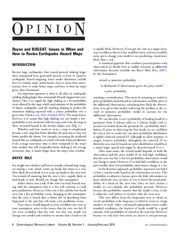 (PDF) Bayes and BOGSAT: Issues in When and How to Revise Earthquake ...
