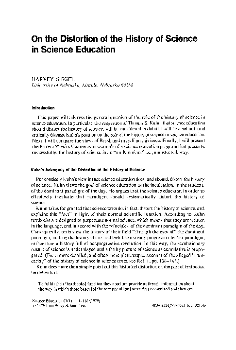 (PDF) On the distortion of the history of science in science education