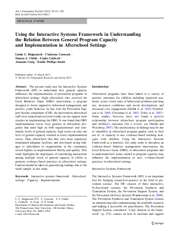 (PDF) Using the Interactive Systems Framework in Understanding the Relation Between General ...