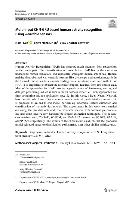 Pdf Multi Input Cnn Gru Based Human Activity Recognition Using