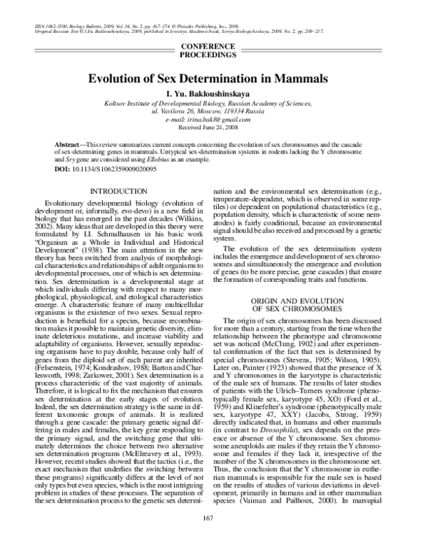 Pdf Evolution Of Sex Determination In Mammals