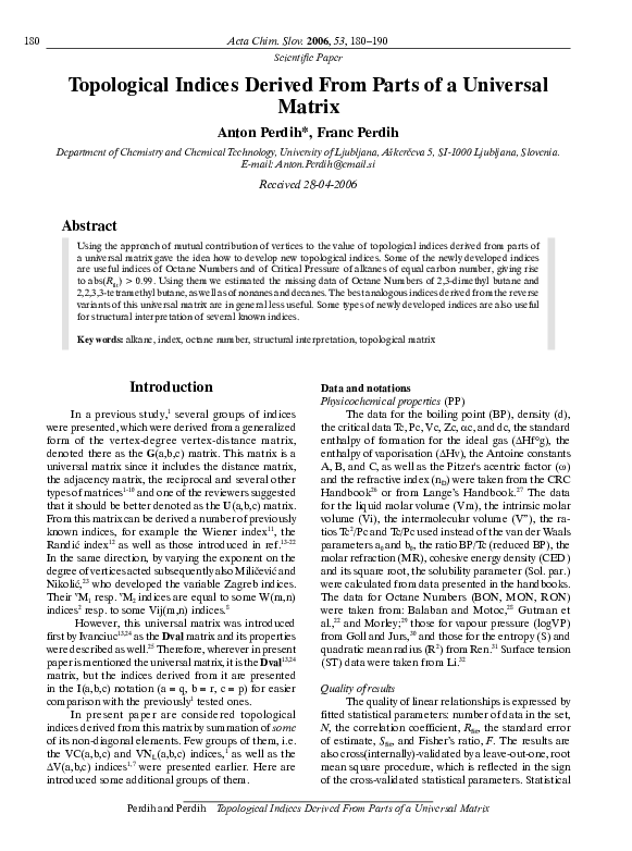 (PDF) Topological Indices Derived From Parts of a Universal Matrix ...