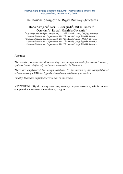 (PDF) The Dimensioning of the Rigid Runway Structures