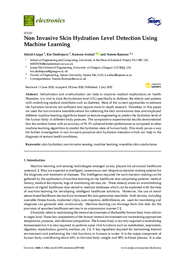 (PDF) Non Invasive Skin Hydration Level Detection Using Machine Learning