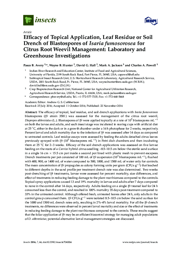 (PDF) Efficacy of Topical Application, Leaf Residue or Soil Drench of ...