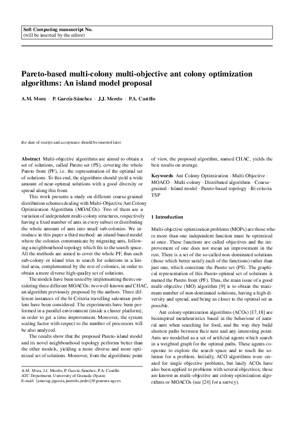 (PDF) Pareto-based multi-colony multi-objective ant colony optimization algorithms: an island ...