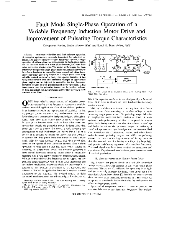 (PDF) Fault mode single-phase operation of a variable frequency induction motor drive and ...