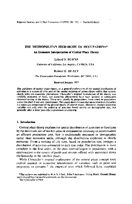 (PDF) The metropolitan hierarchy of occupations
