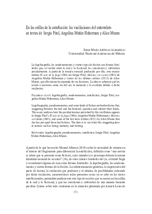 (PDF) En las orillas de la autoficción: las vacilaciones del ...