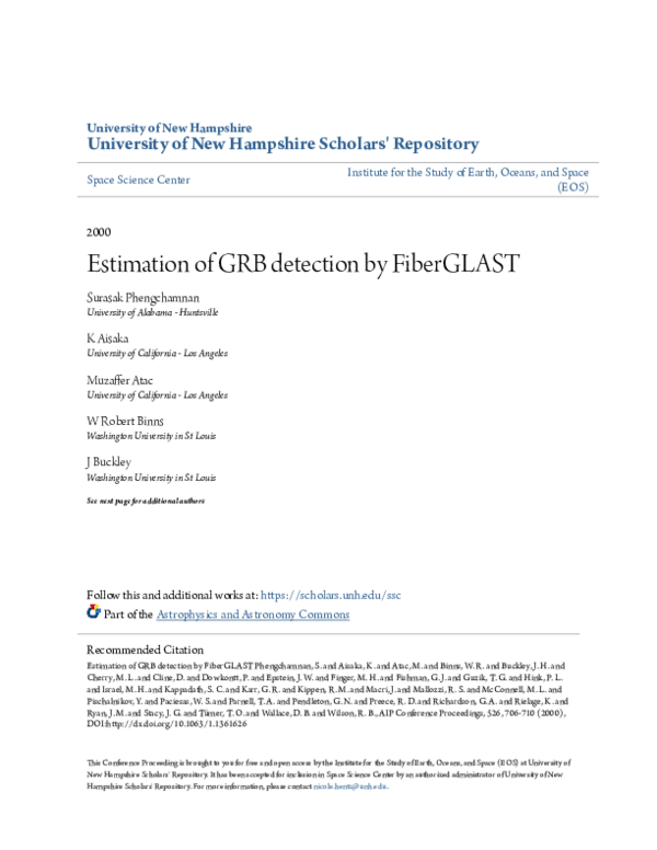 (PDF) Estimation of GRB detection by FiberGLAST
