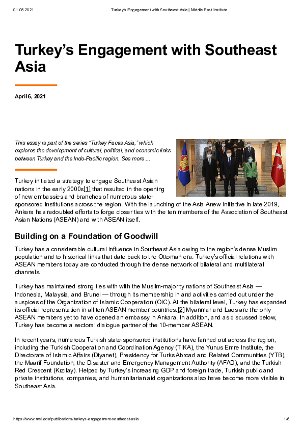 (PDF) Turkey’s Engagement with Southeast Asia