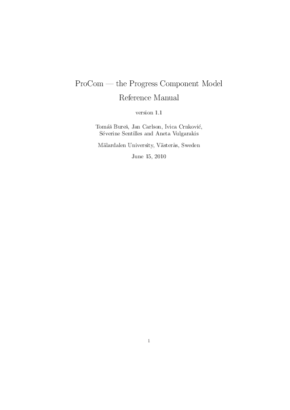 (PDF) ProCom — the Progress Component Model Reference Manual