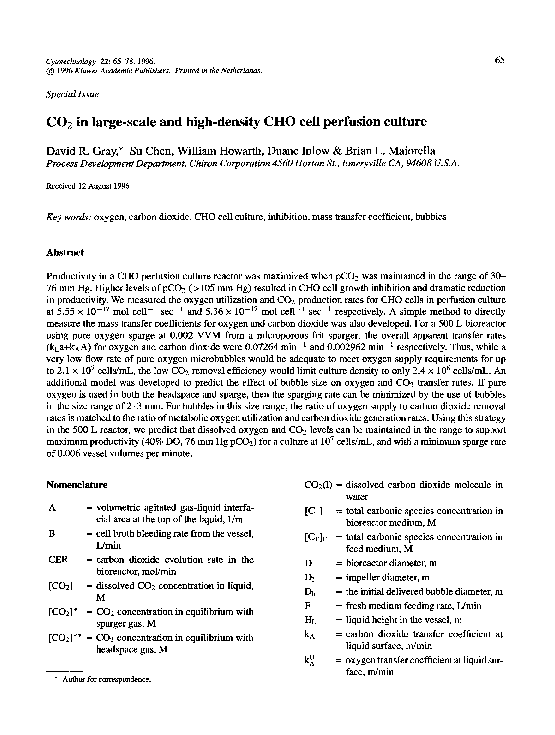 (PDF) CO2 in large-scale and high-density CHO cell perfusion culture