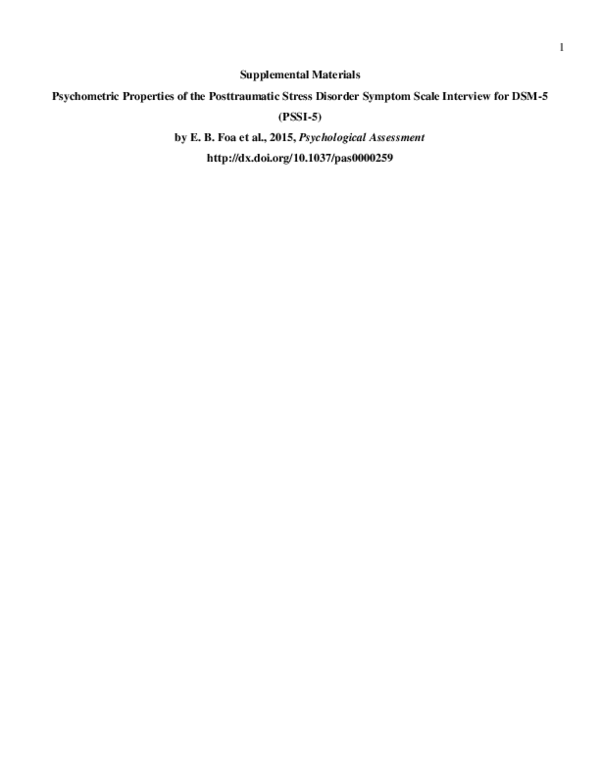 (PDF) Psychometric Properties of the Posttraumatic Stress Disorder ...