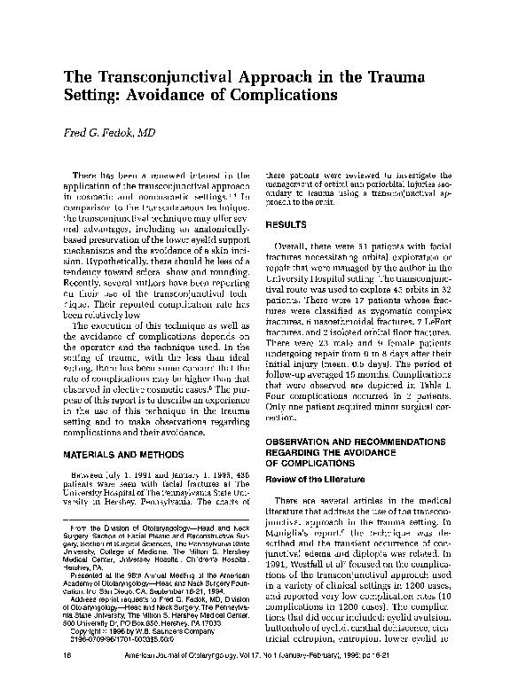 (PDF) The transconjunctival approach in the trauma setting: Avoidance ...