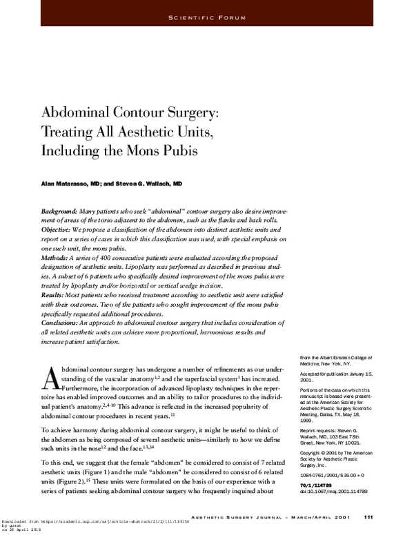 (PDF) Abdominal contour surgery: Treating all aesthetic units ...