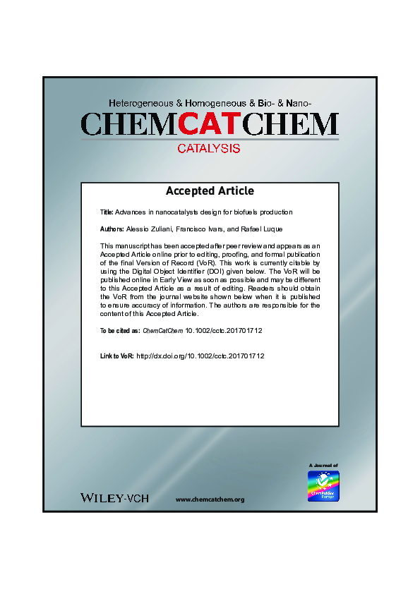 (PDF) Advances in Nanocatalyst Design for Biofuel Production