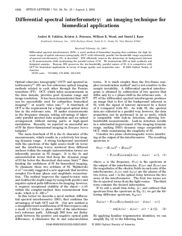 (PDF) Differential spectral interferometry: an imaging technique for ...