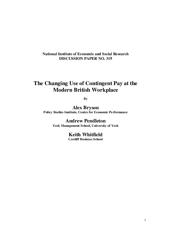 (PDF) The changing use of contingent pay at the modern British workplace