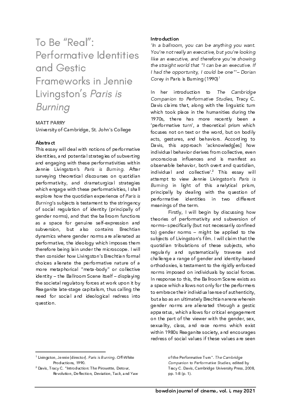 (PDF) To Be “Real”: Performative Identities and Gestic Frameworks in ...