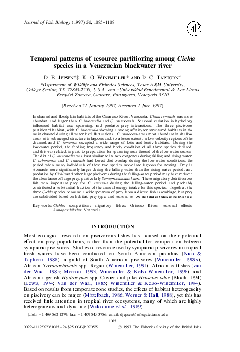 (PDF) Temporal patterns of resource partitioning among Cichla species ...