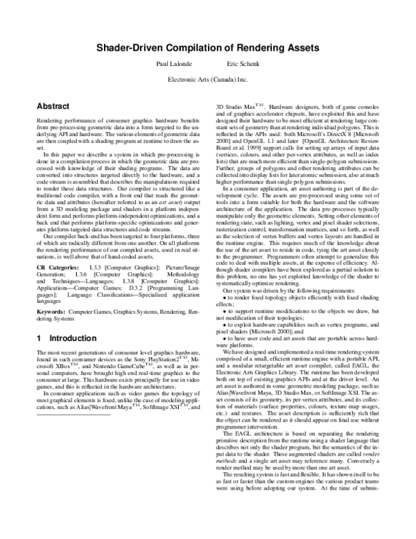 (PDF) Shader-driven compilation of rendering assets (PDF) Shader-driven compilation of rendering assets