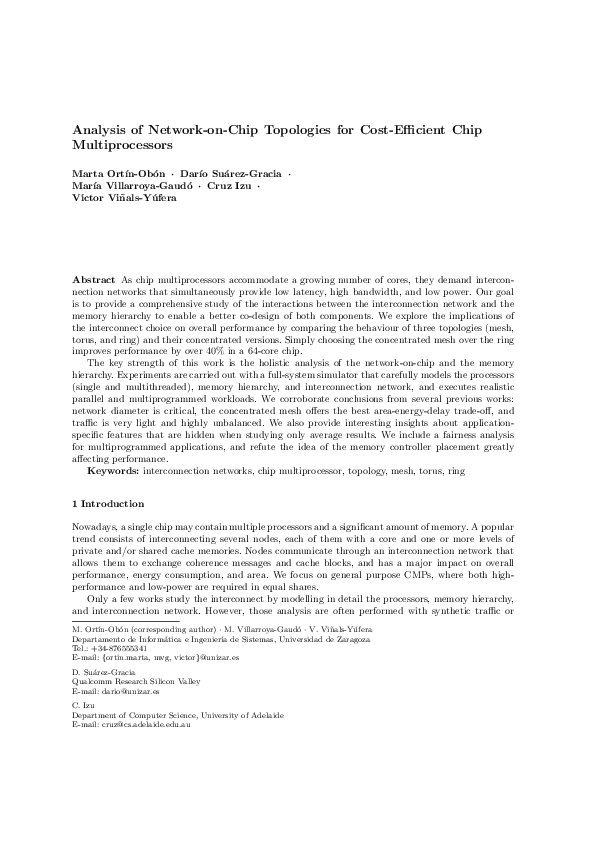 (PDF) Analysis of network-on-chip topologies for cost-efficient chip ...