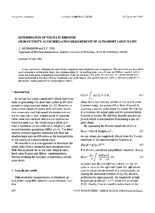 (PDF) Determination of the pulse response from intensity ...