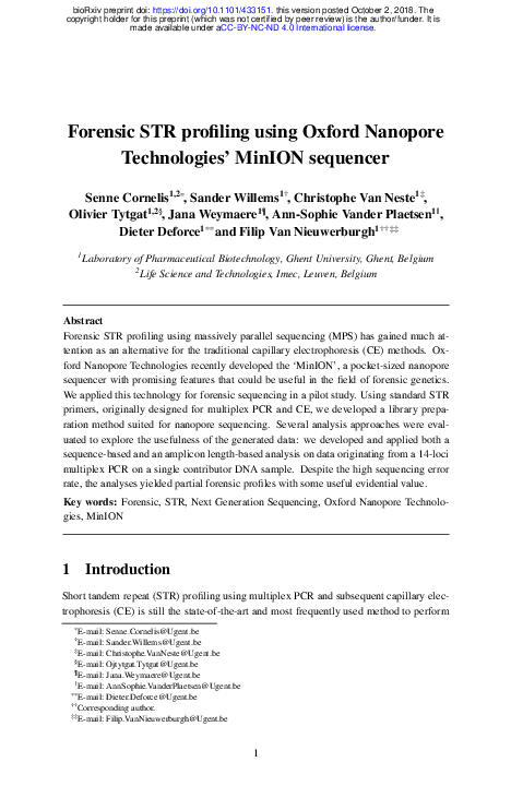 (PDF) Forensic STR Profiling with MinION Sequencer
