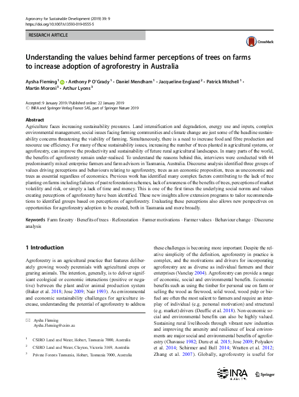 (PDF) Understanding the values behind farmer perceptions of trees on ...