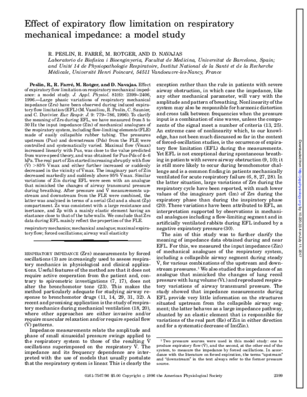 (PDF) Effect of expiratory flow limitation on respiratory mechanical ...