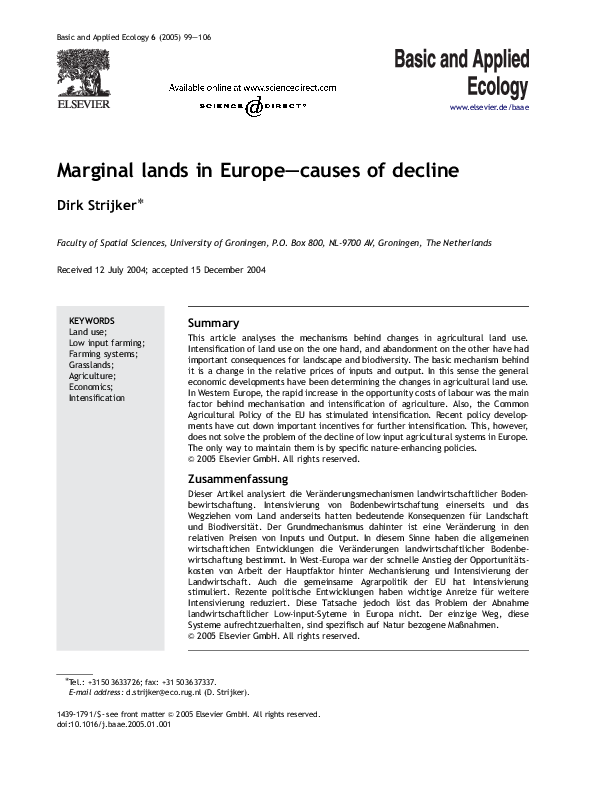 (PDF) Marginal lands in Europe—causes of decline