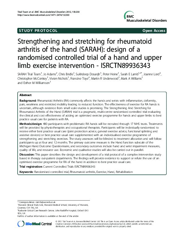 (PDF) Strengthening and stretching for rheumatoid arthritis of the hand ...