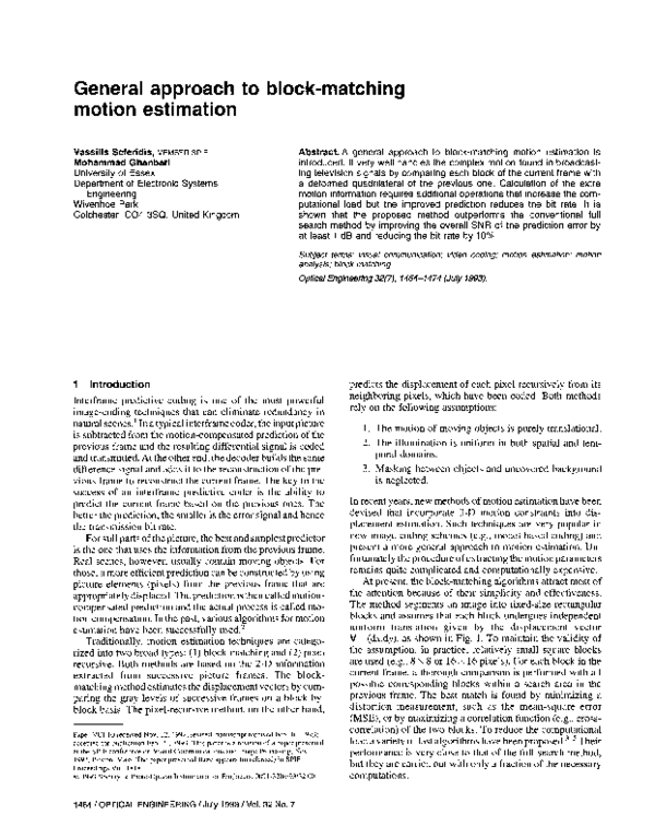 (PDF) General approach to block-matching motion estimation