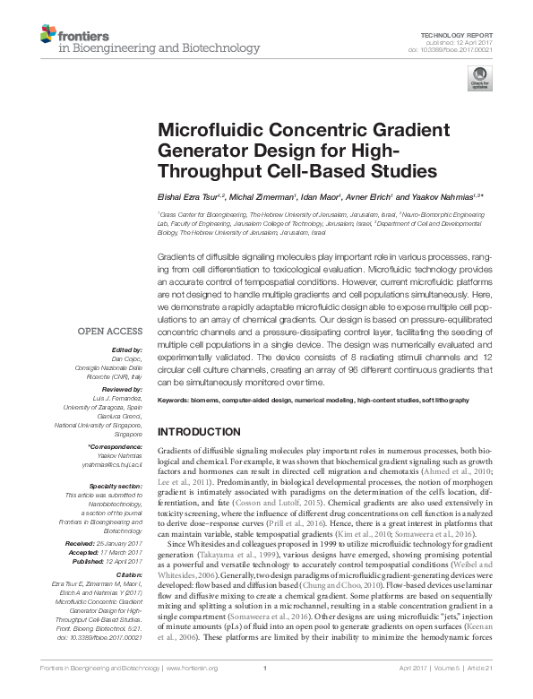 (PDF) Microfluidic Concentric Gradient Generator Design for High ...