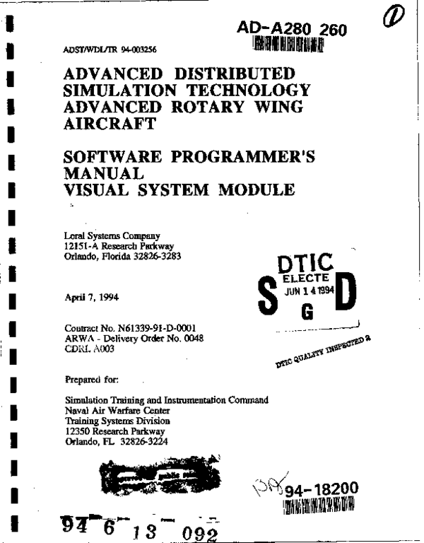 (PDF) Advanced Distributed Simulation Technology Advanced Rotary Wing Aircraft. Software ...